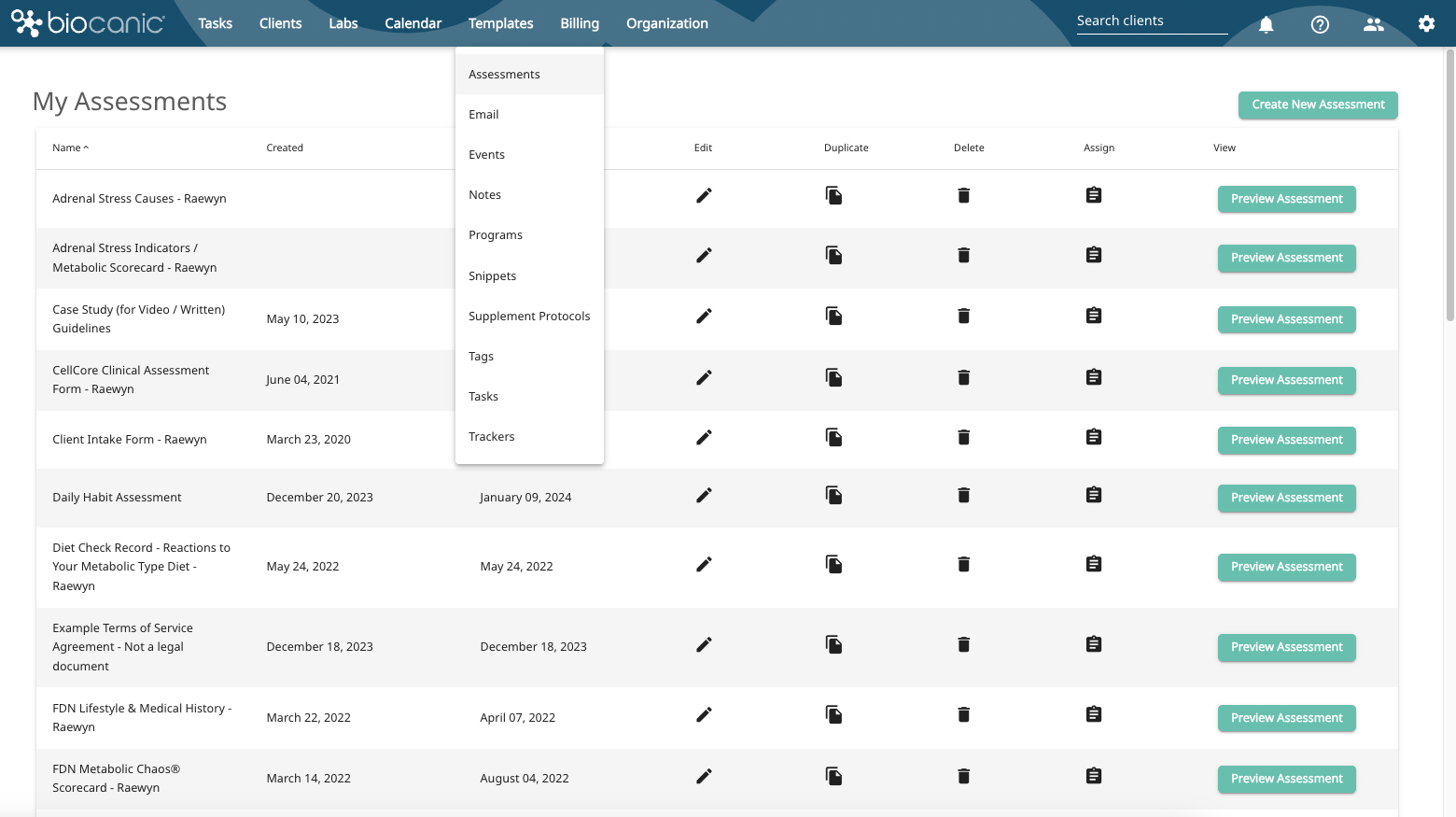 Assessments: Intake Forms – Biocanic